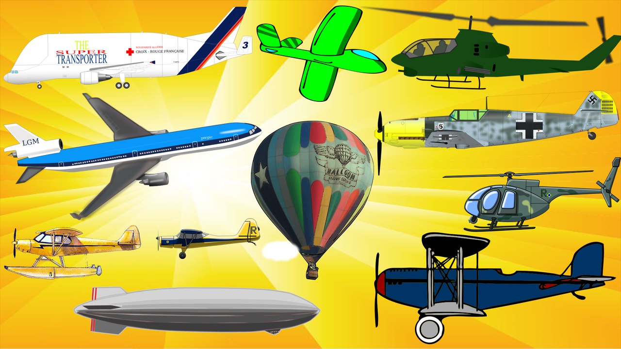 Air Vehicles for Kids - Learn about Planes Helicopter Hot Air Balloon ...