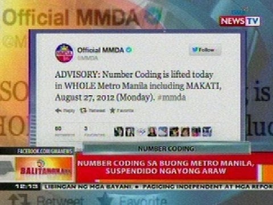 BT: Number coding sa buong Metro Manila, suspendido ngayong araw ...