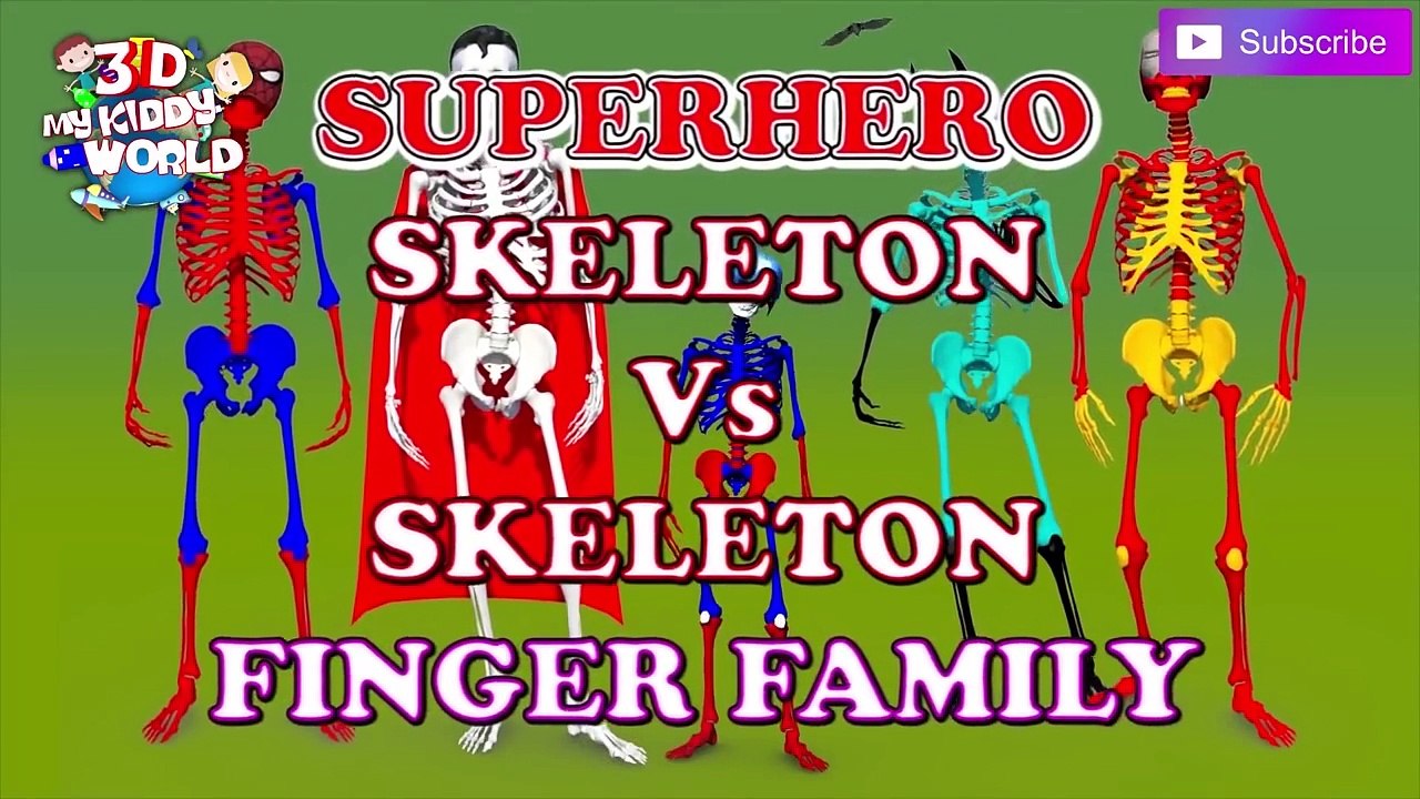 Crazy Dinosaur Skeleton Transforms Superhero Finger Family Rhyme For ...