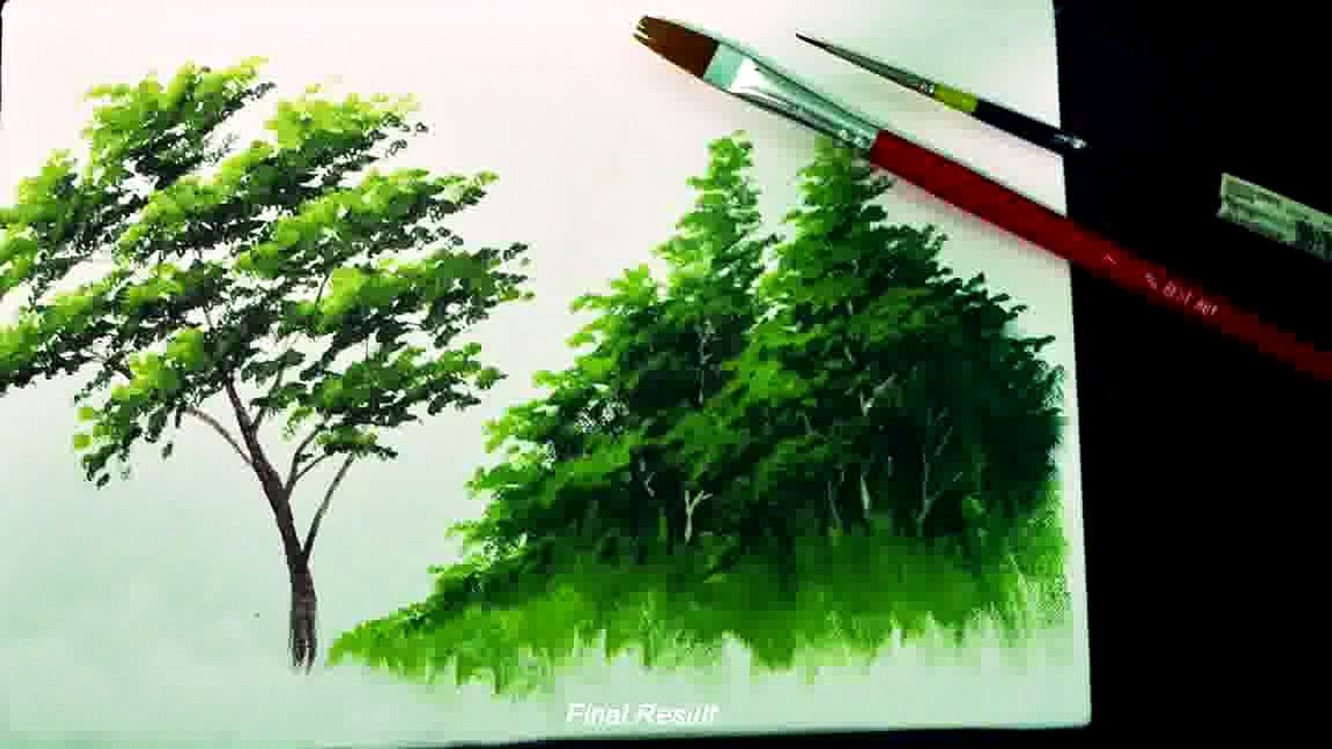 Pol cia Znak Vo ne Acrylic Tree Painting Zrastanie Kan l Zmieri 