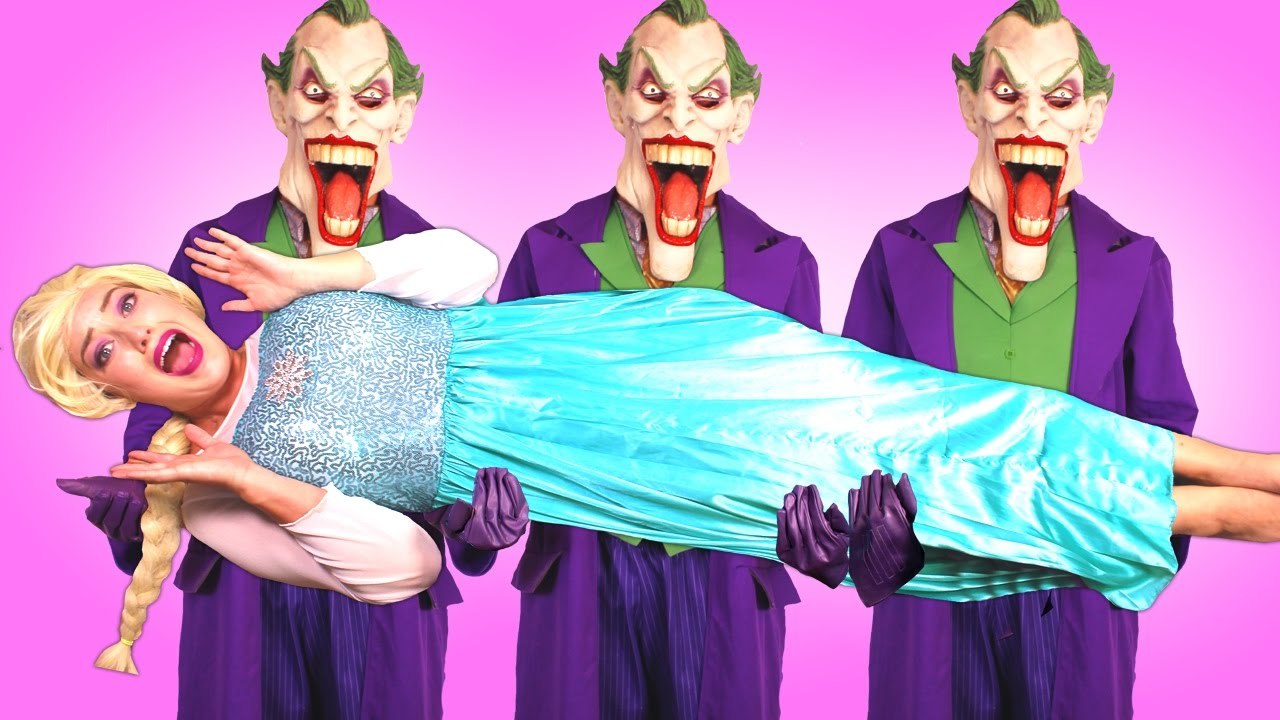 Frozen Elsa TAKEN BY JOKERS! w_ Spiderman Bad Baby Maleficent Rapunzel ...