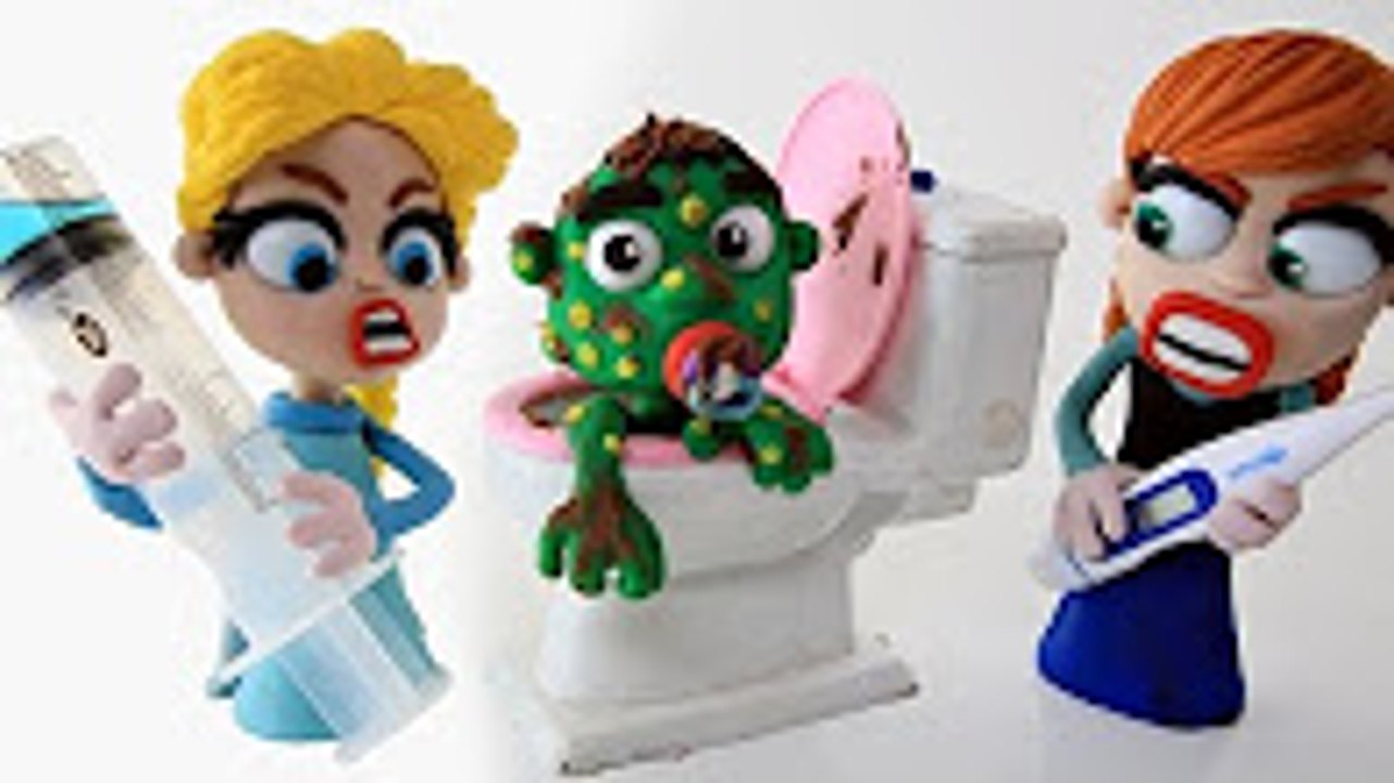 POOP PATROL Baby Hulk Toilet Accident Frozen Elsa Anna Stop Motion Play ...