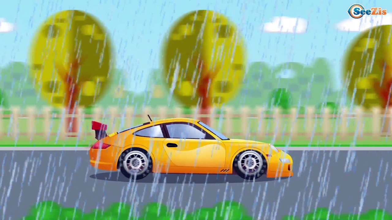 El Coche de Policía roto. Reparación de automóviles. Dibujo animado ...