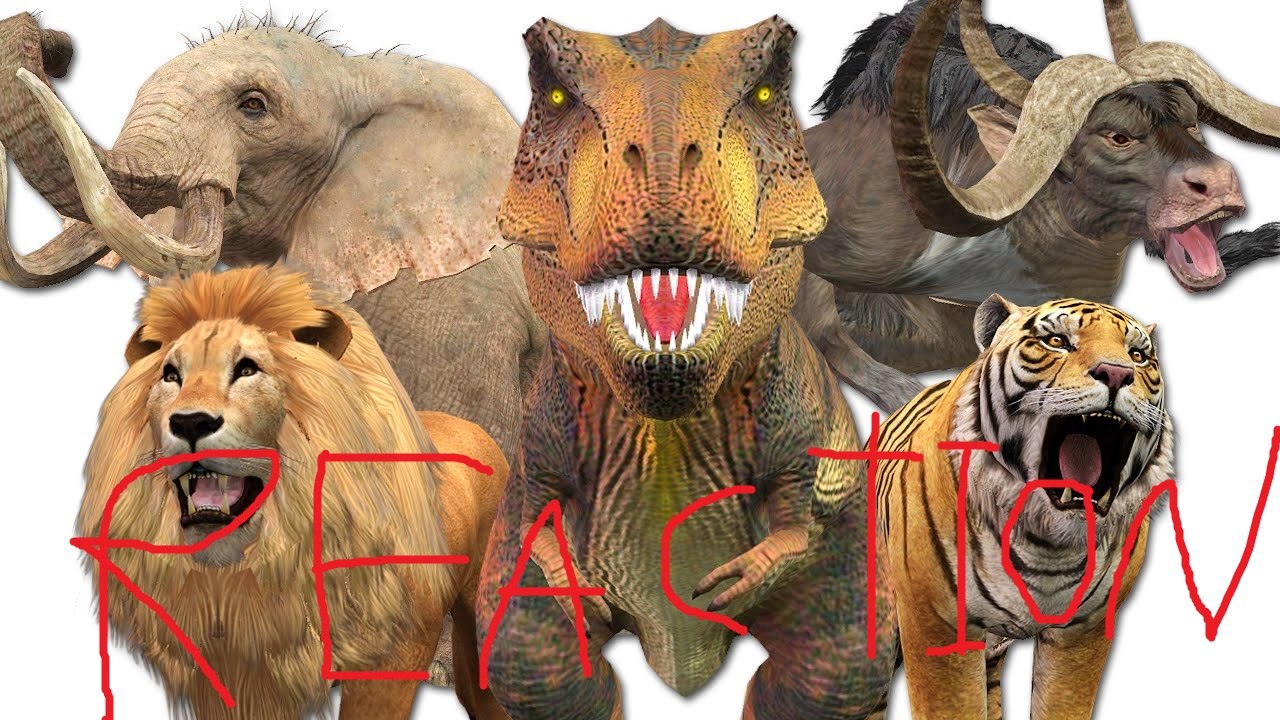 UltraMono1740 reacts to Dinosaurs Vs Elephant Tiger Lion Gorilla ...