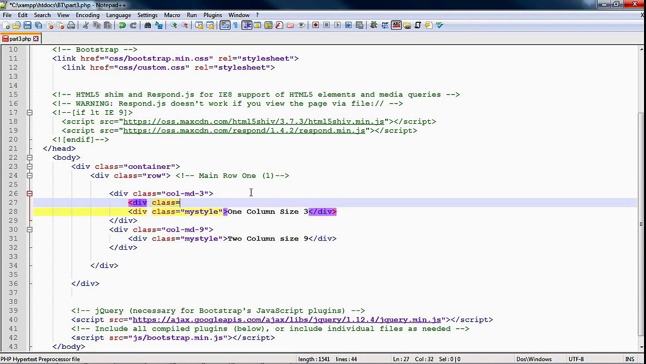 Part 7 Bootstrap nested rows columns - video Dailymotion