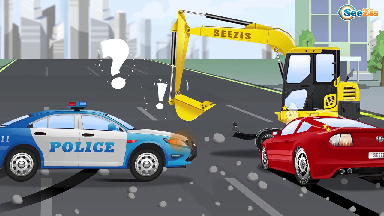 Police Car Cartoon for children & kids 2D Animation - New Cars & Trucks ...