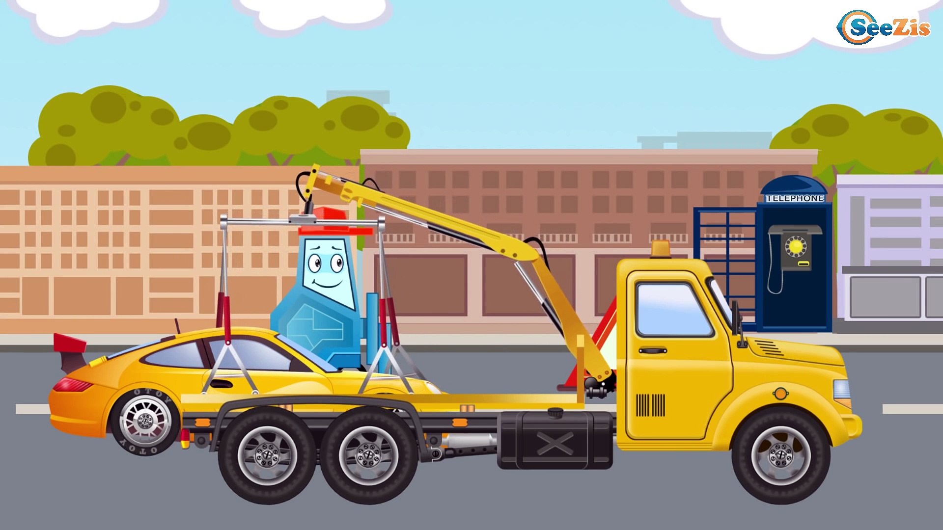 Animated Tow Truck Images Towing Truck Icons Set Cartoon Vector.