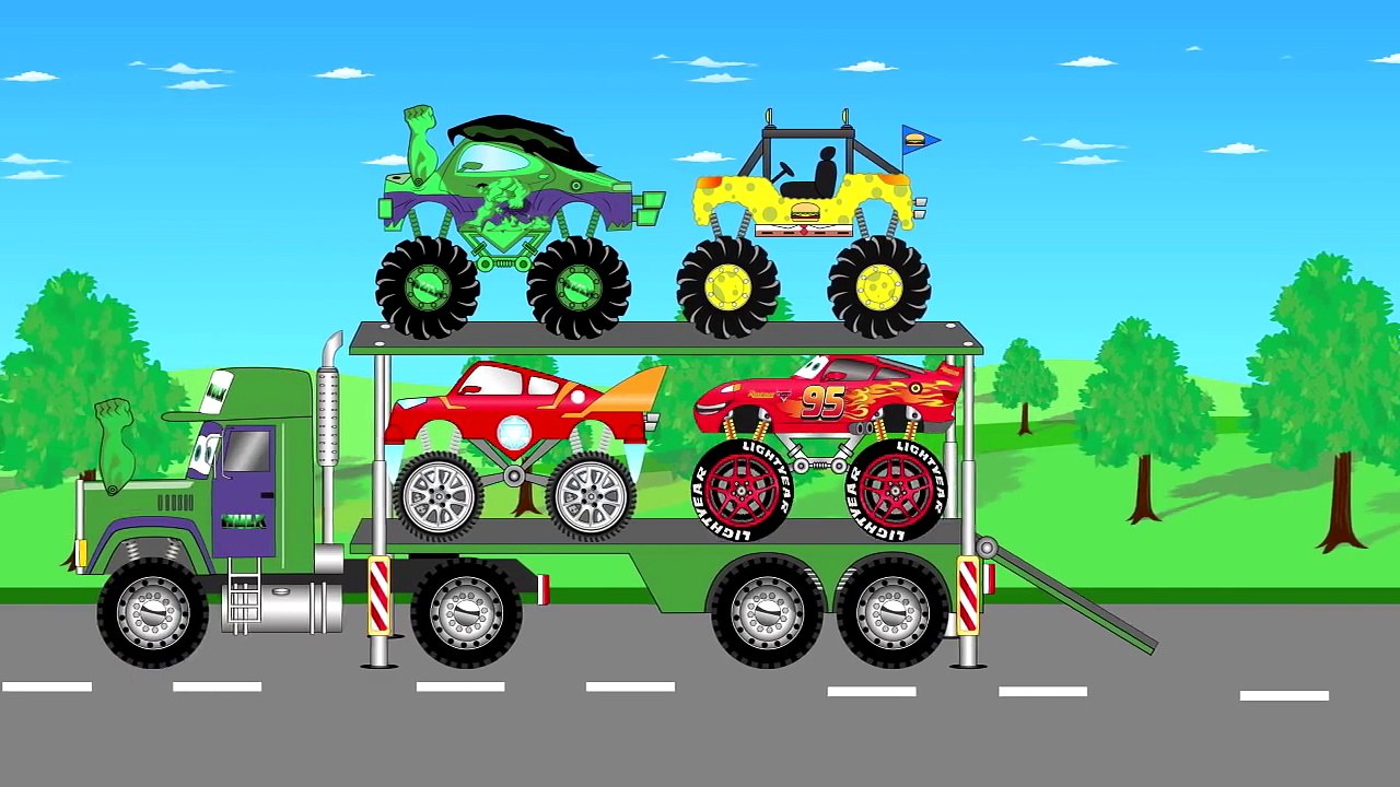 Disney Big Truck Counting Superheroes Monster Trucks - Video For Kids ...