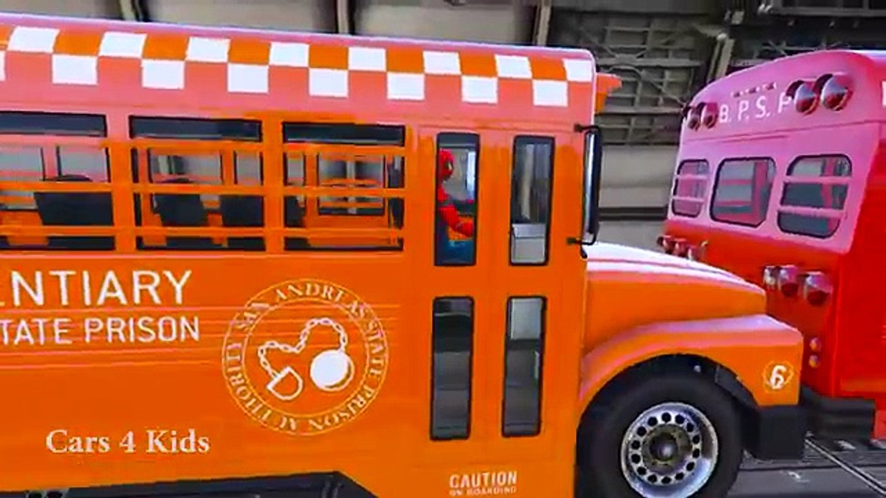 School Bus COLOR CARS in Spiderman Cartoon with Colors for Kids Big ...