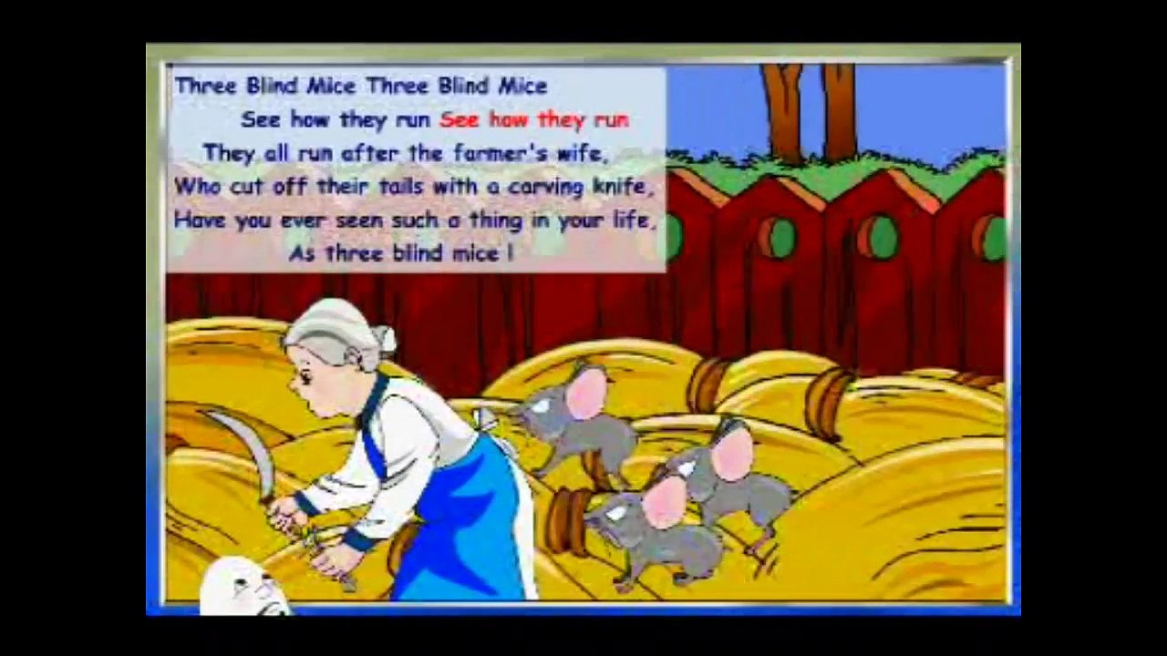 Three Blind Mice Nursery Rhym With Lyrics Cartoon World - Video Dailymotion