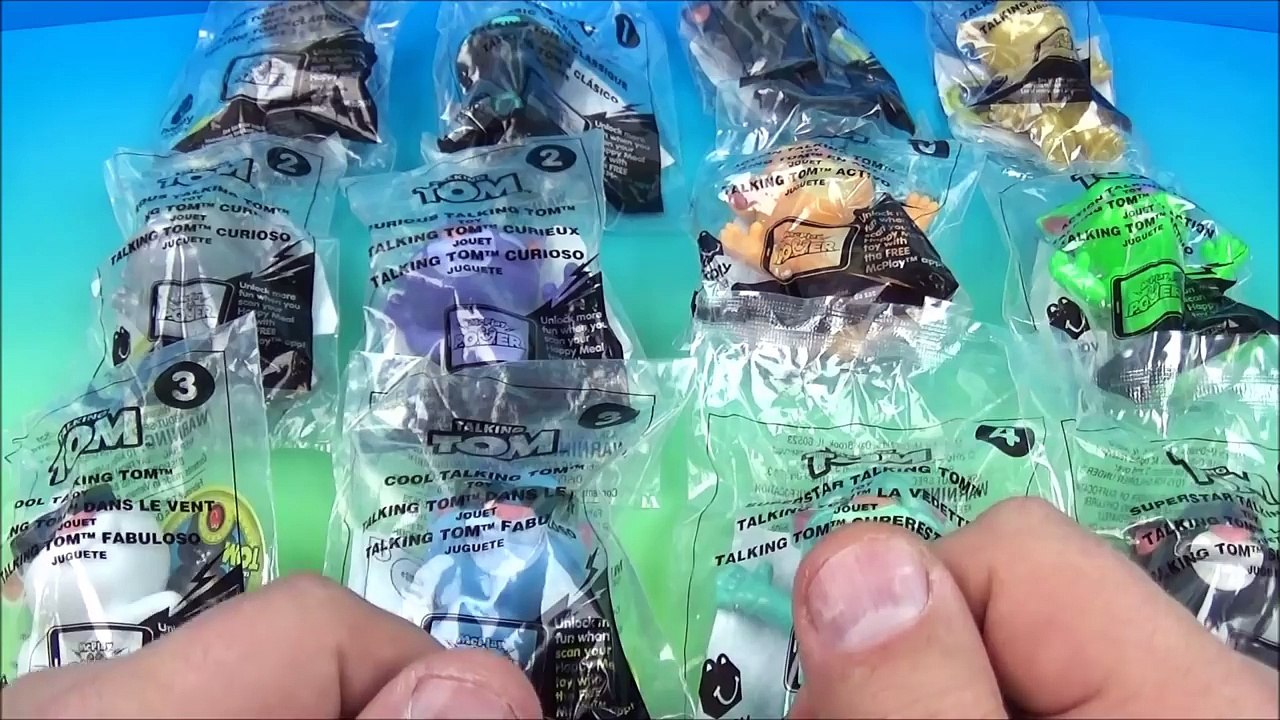 TALKING TOM SET OF 12 McDONALDS 2016 HAPPY MEAL KIDS TOYS VIDEO REVIEW ...