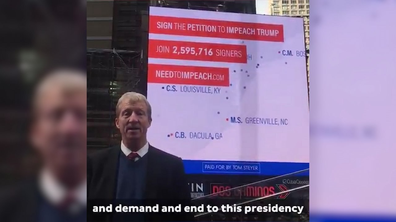 'Impeach Trump' billboards go up in Times Square - video Dailymotion