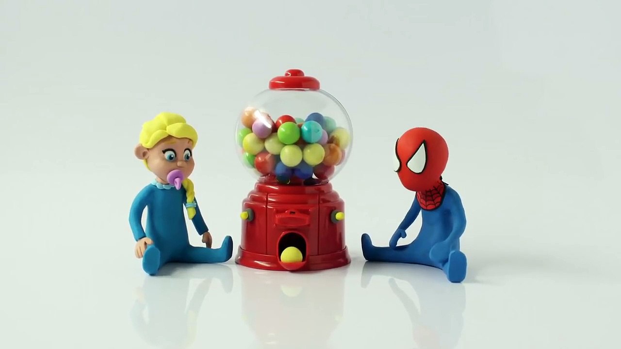 Elsa & Spiderman Crybaby Bubble Gum Gumball Machine Frozen Play Doh ...