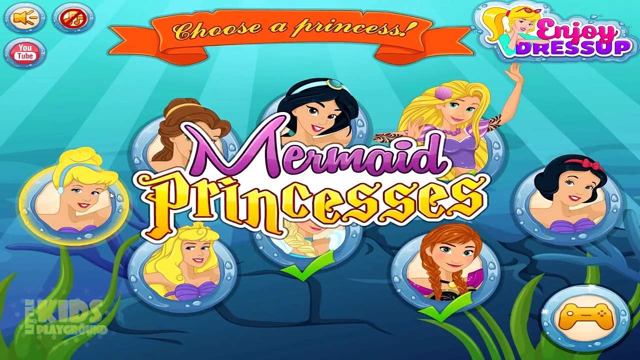 Disney Princess Mermaids Elsa Anna Cinderella Rapunzel - Dress Up Game ...