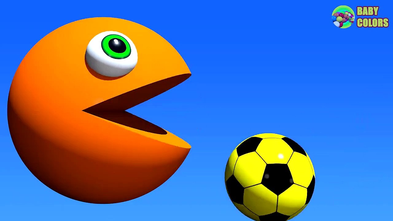 ⚽ Learn COLORS With 3D Growing Soccer Ball And Funny PACMAN For - video ...