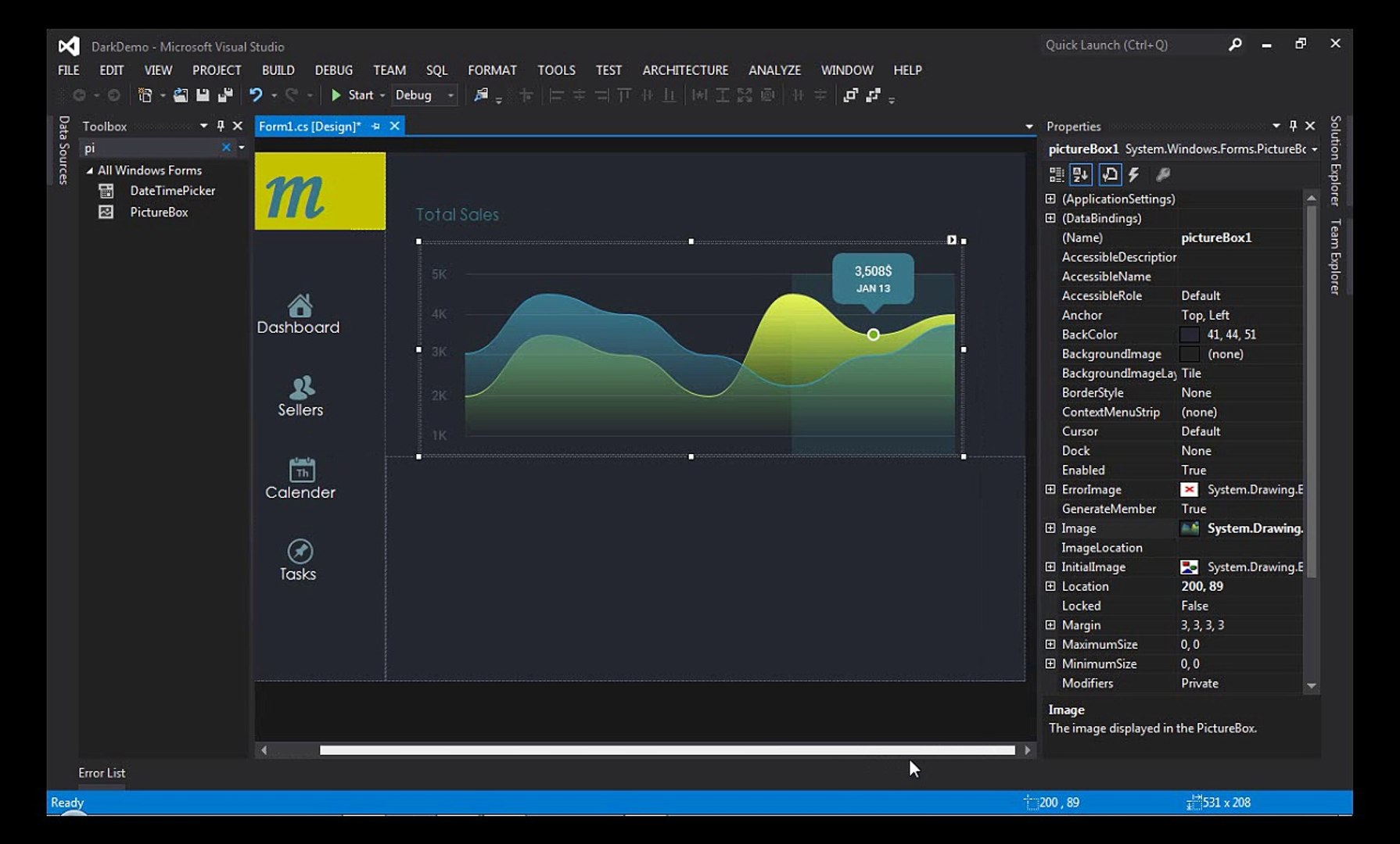 C Modern Flat Ui Dashboard Windows Form Visual Studio Datagrid