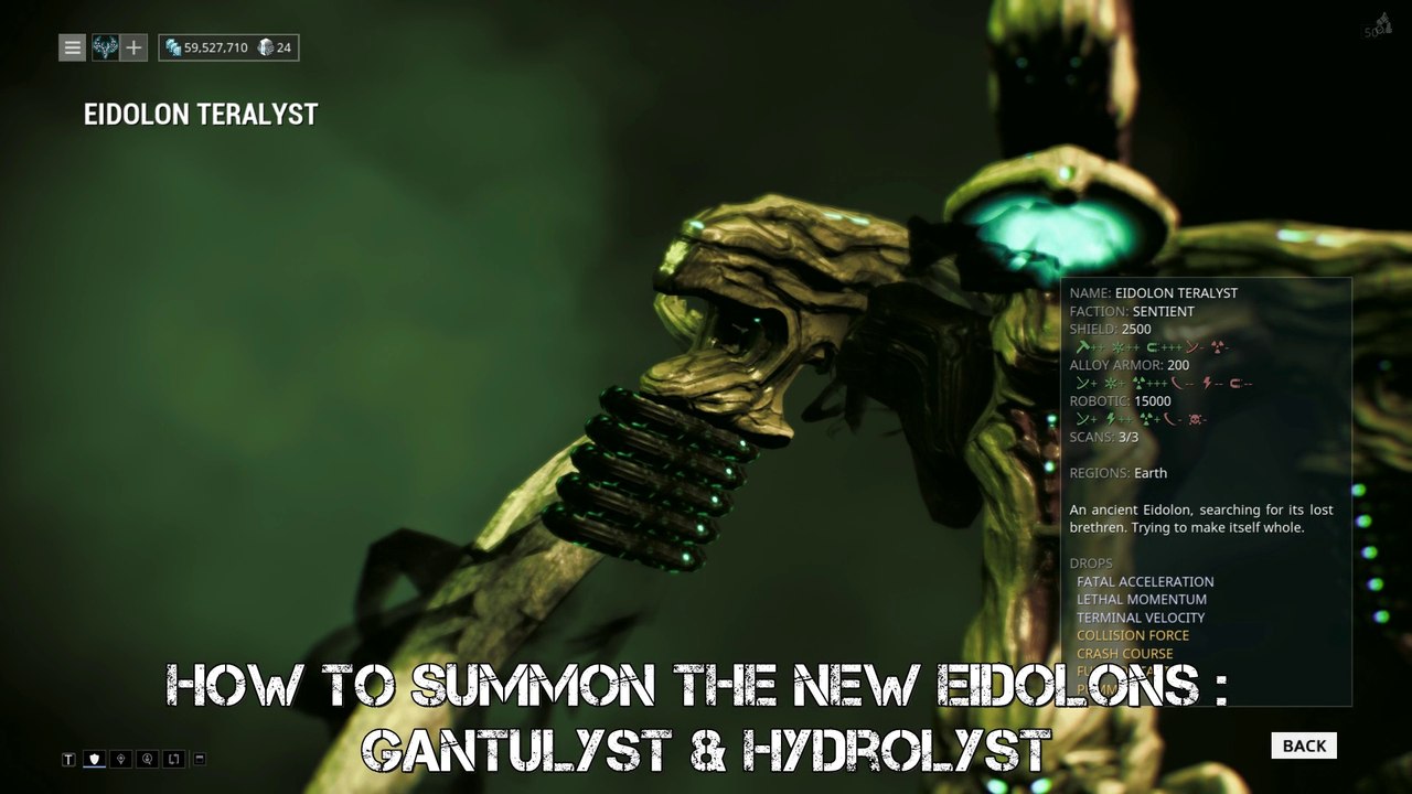 Warframe How to Summon The NEW Eidolons : Gantulyst & Hydrolyst - video ...