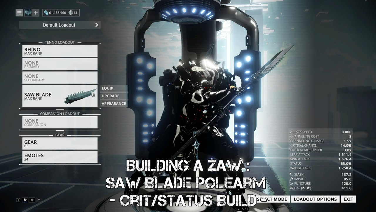 Warframe: Building a Zaw - Saw Blade Polearm Status Build (raw ...