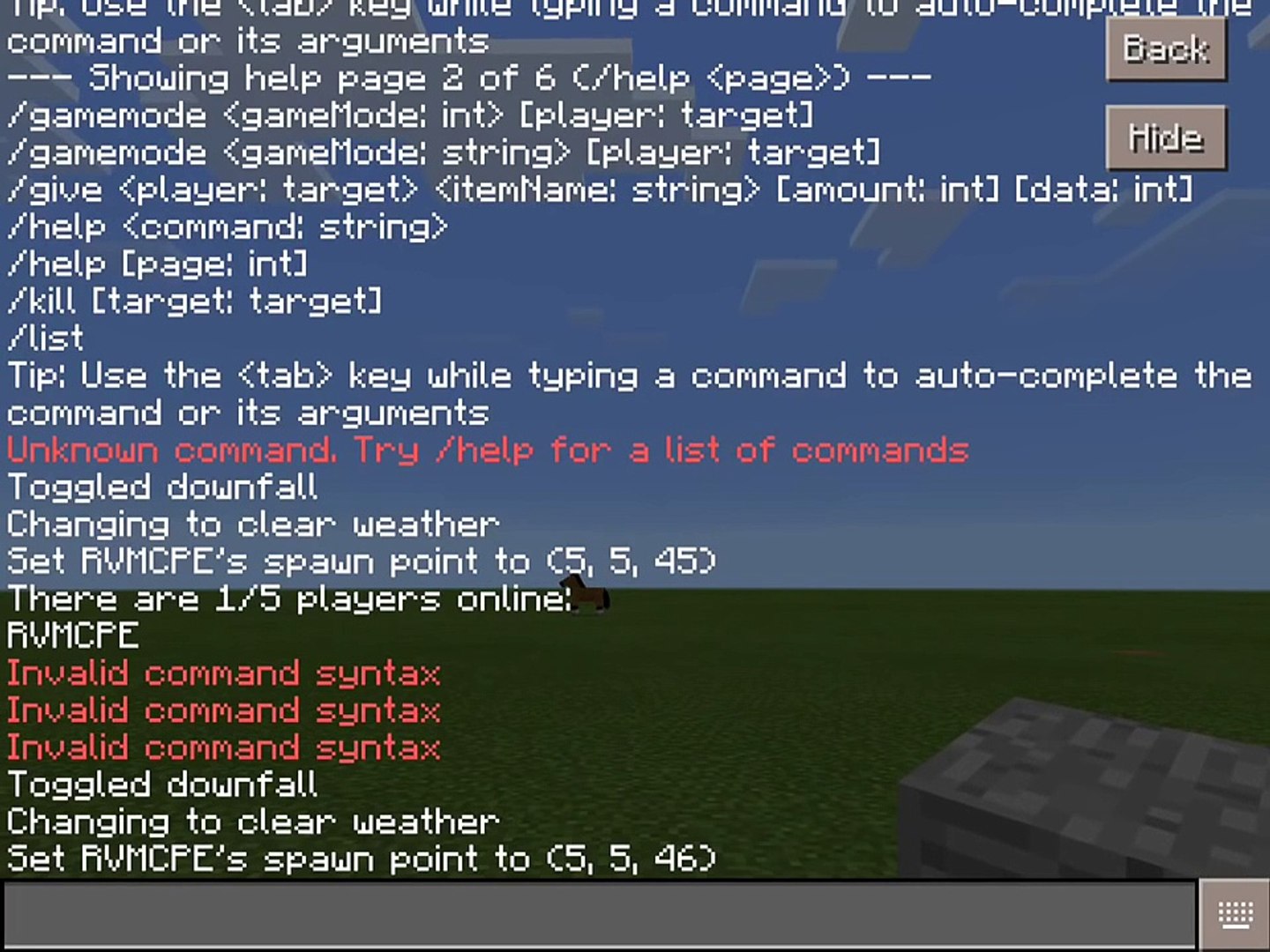 Minecraft Commands Pe