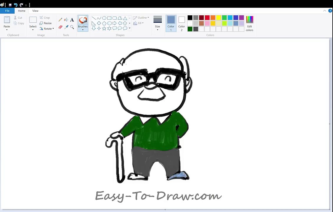 How to draw a cartoon grandpa (grandfather) step by step - Free & Easy ...
