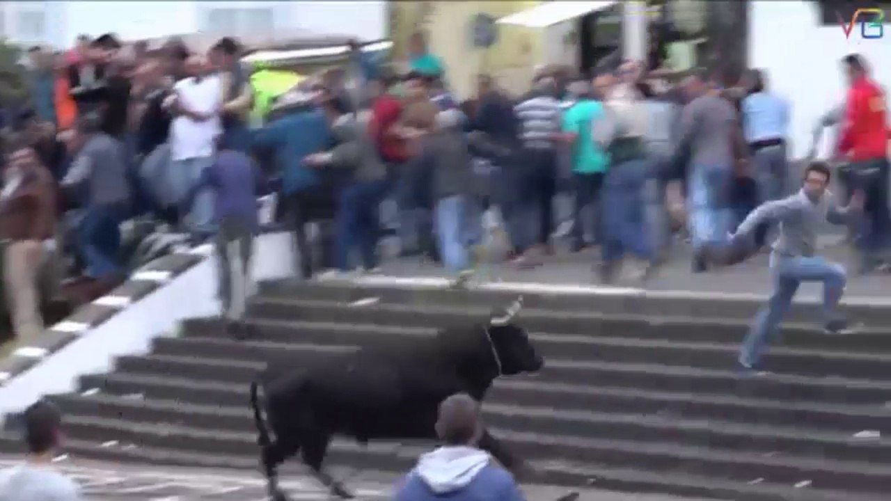 Bull Attack! Dangerous Bull Pursue people on the City Center - video ...