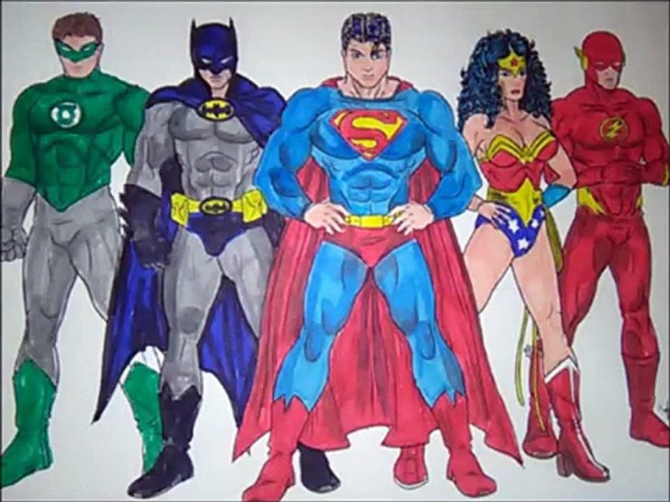Superman Batman Flash Superheroes Coloring Pages Wonder Woman Green
