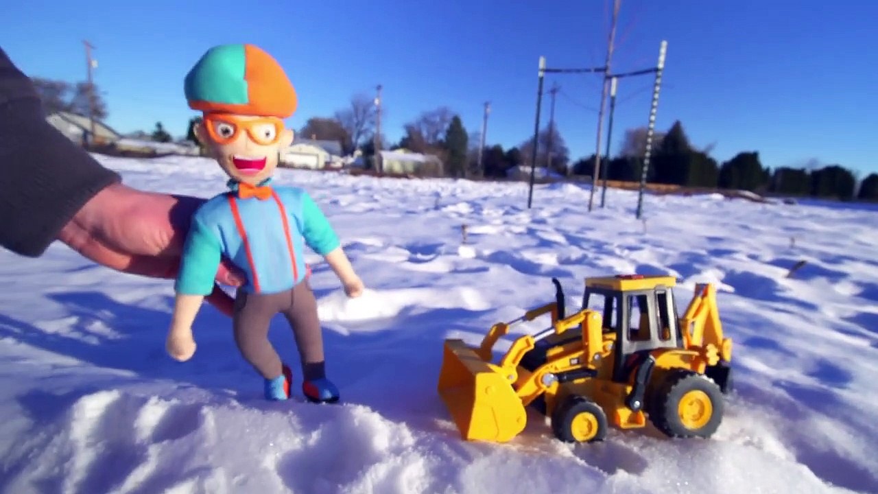 Fun in the Snow with Blippi Plush Doll and Backhoe Digger - video ...