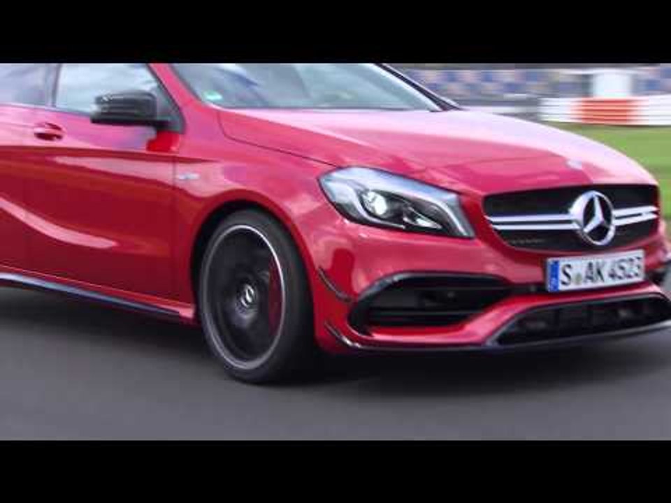 The new Mercedes-AMG A 45 4MATIC Jupiter Red - Racetrack Driving Video ...