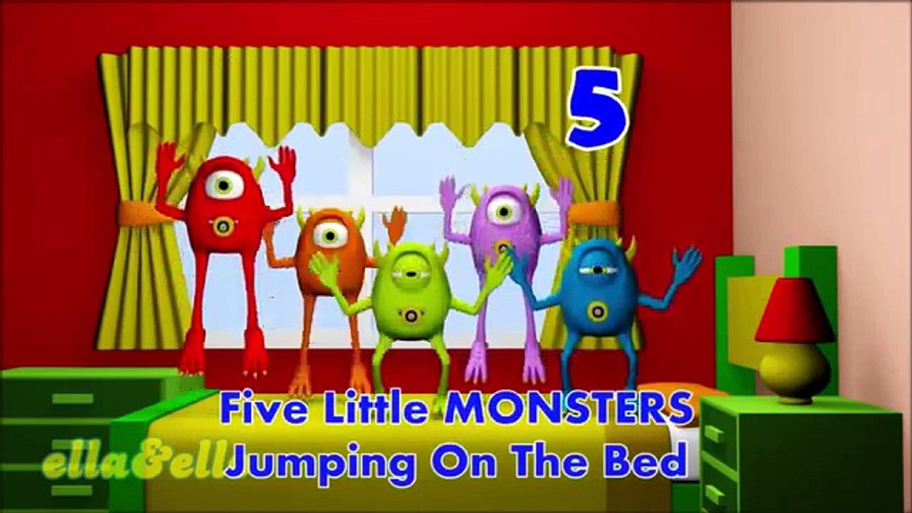 Five Little Monsters Jumping On The Bed Nursery Rhyme | Ella&Ello ...