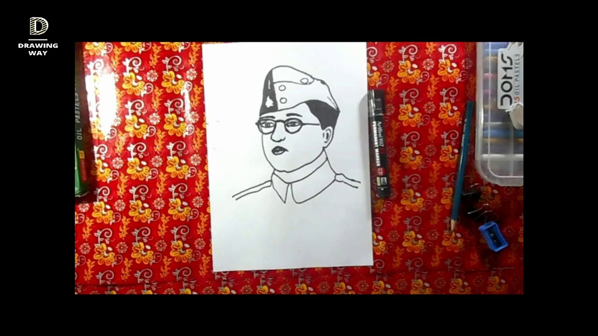 How To Draw Subhash Chandra Bose Step By Step,netaji Subhash Chandra ...