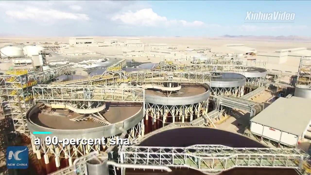 Aerial view of China-invested Husab Uranium Mine in Namibia - video ...