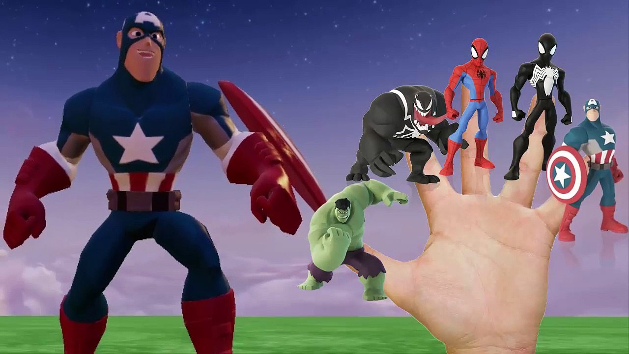 Finger Family Hulk Venom Spiderman Black Suit Spiderman Captain America ...