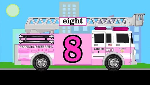 Number Counting Pink Fire Truck - Firetrucks Count 1 to 10 for Children ...