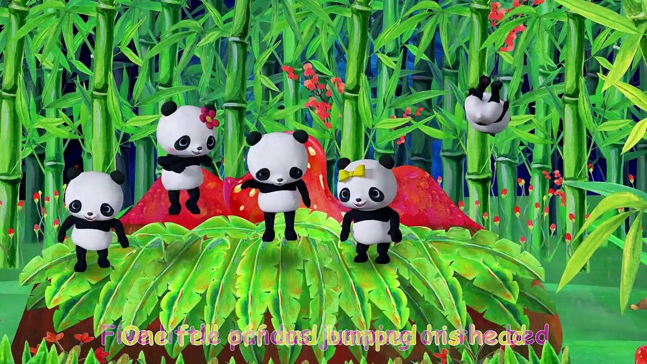 Five Little Pandas Jumping on the Bed | Nursery Rhymes & Kids Songs ...