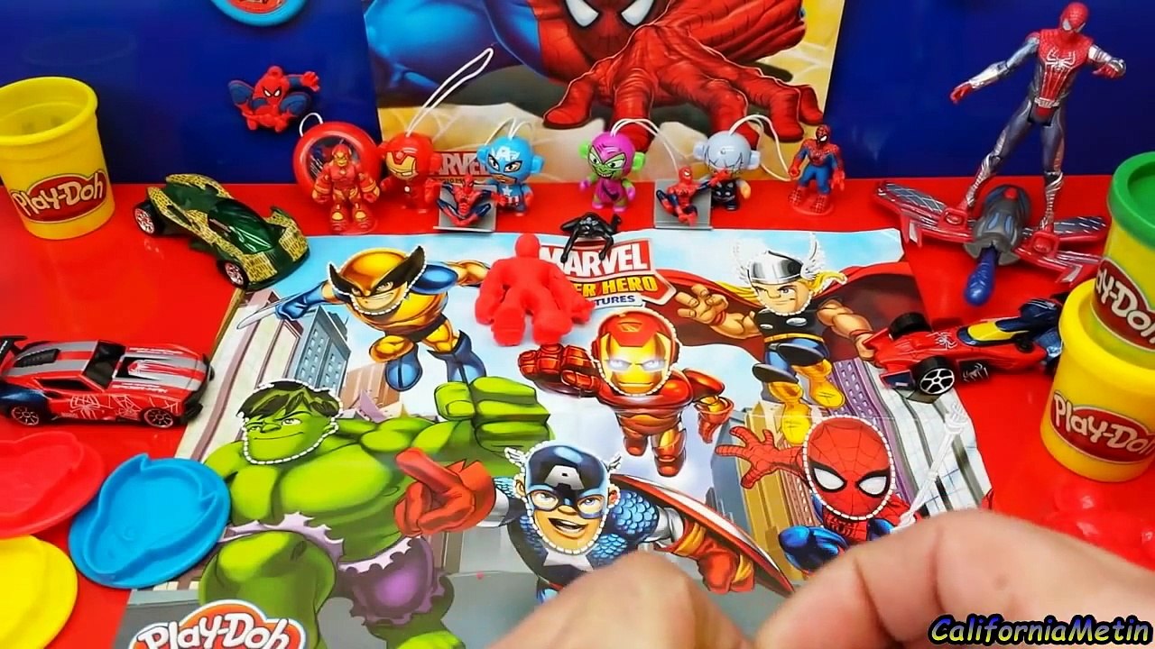 Play Doh Marvel Super Hero Adventures Play Set Hulk Spiderman Captain ...
