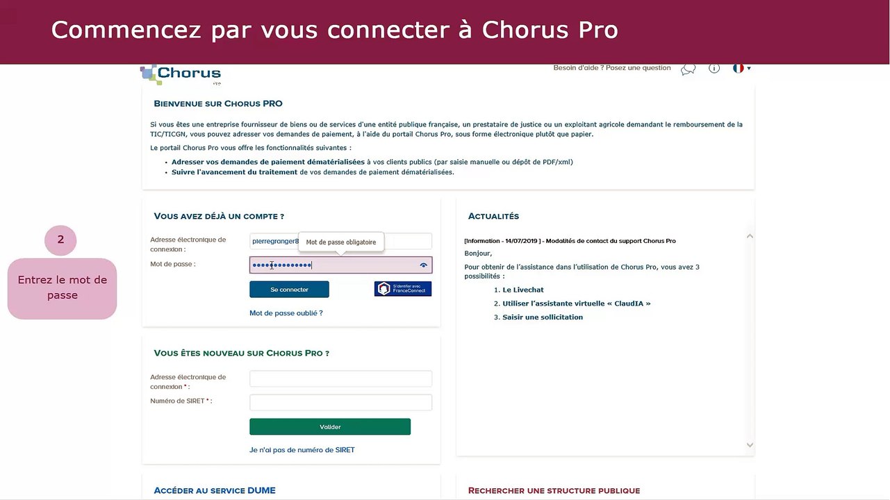 Tutoriel Chorus Pro V2 - Effectuer le suivi d'une facture simple ...