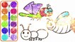 Draw and Color Honey Bee, Butterfly, Dragonfly, Lady Bug Coloring Page ...