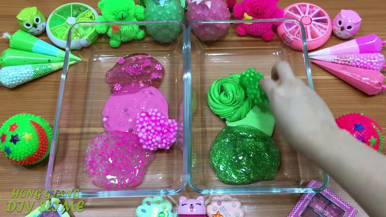Mixing Random Things Into Store Bought Slime Green Vs Pink Special