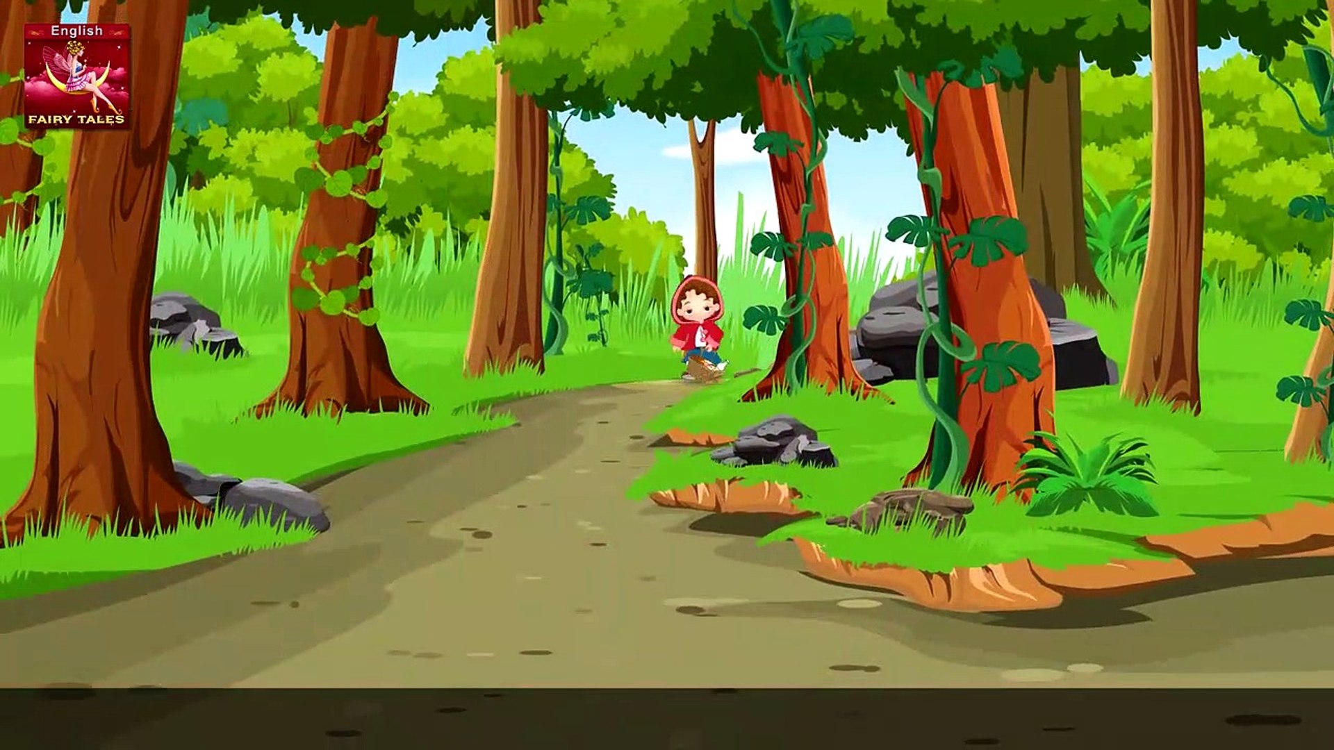 Little Red Riding Hood In The Forest Cartoon