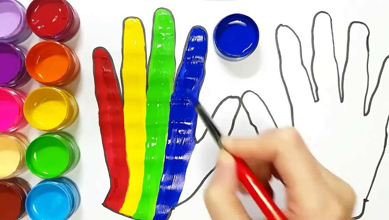 Learning Colors for Kids - Hand Drawing Fill Up With Colors Paint ...