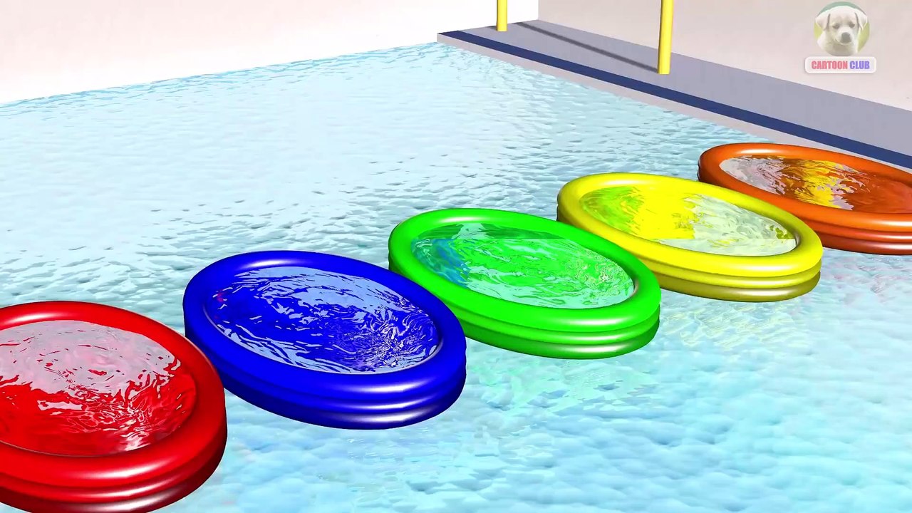 Learn Colors Animals Jumping Swimming Pool and Eat Sausages Color ...