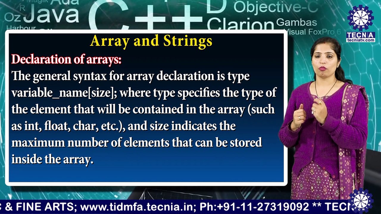 MCA || Ms. ARTI BAJAJ || Array and Strings || TIAS || TECNIA TV - video ...