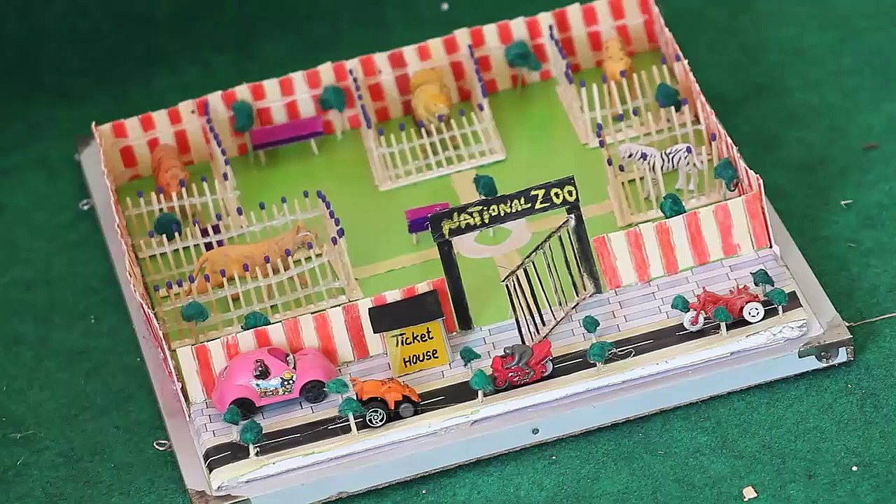 How To Make ZOO Model For Kids At Home | School Project | Working Zoo ...