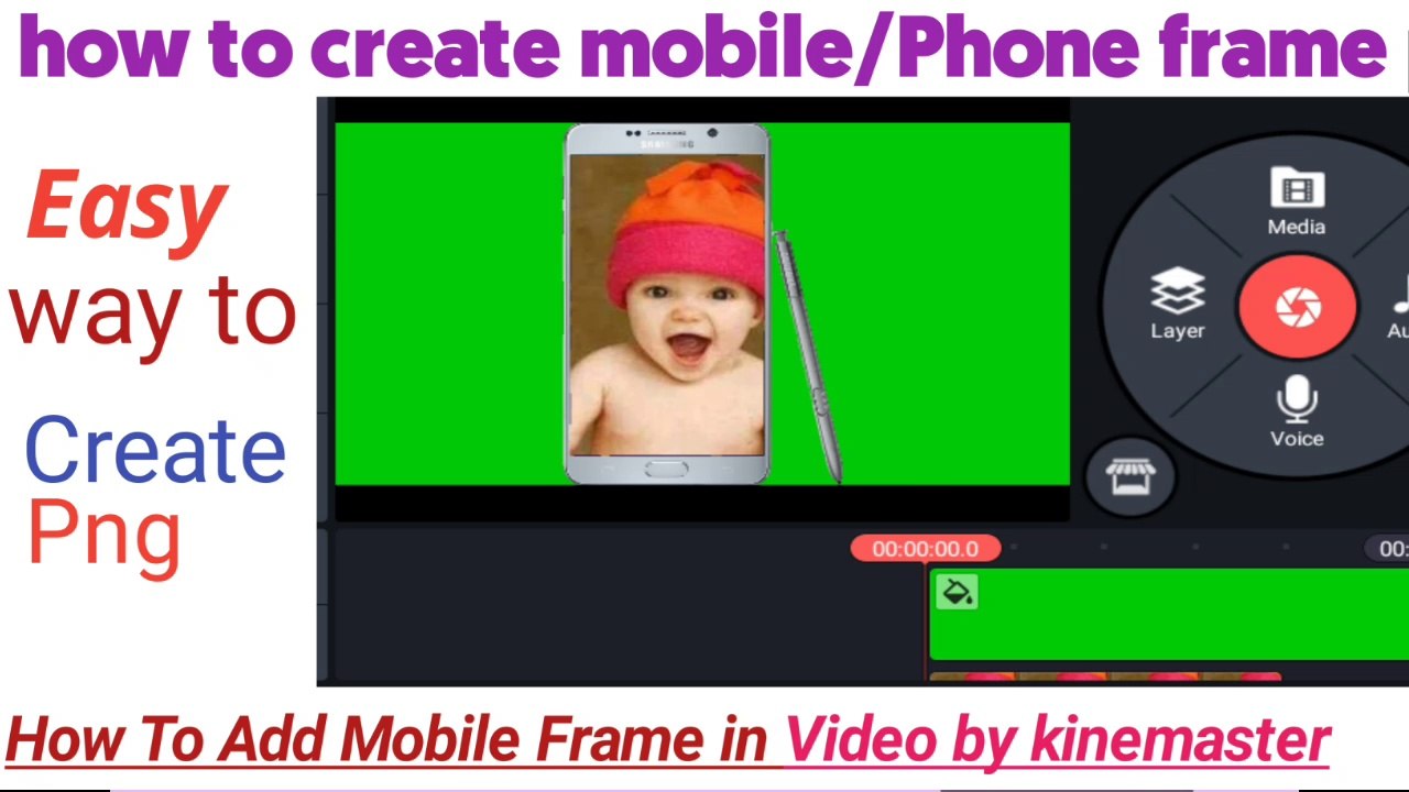How to add mobile frame in video by kinemaster|How to create Mobile png ...