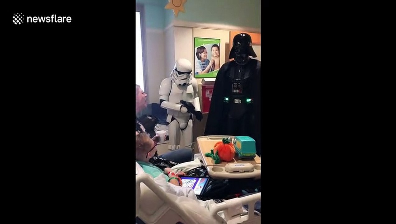 Darth Vader Enters and Visits Special Boy Ezra after 4th Brain Surgery ...