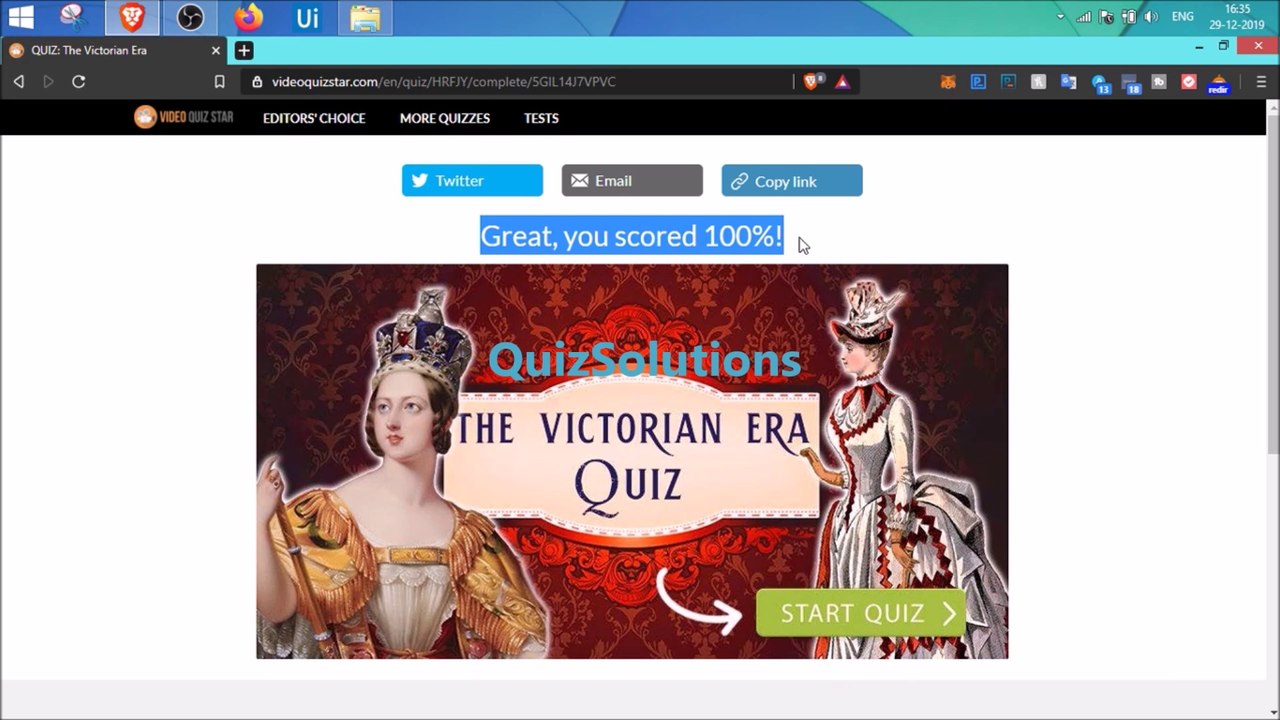 Videoquizstar Quiz Victorian Era Answers Score 100% video QuizSolutions ...