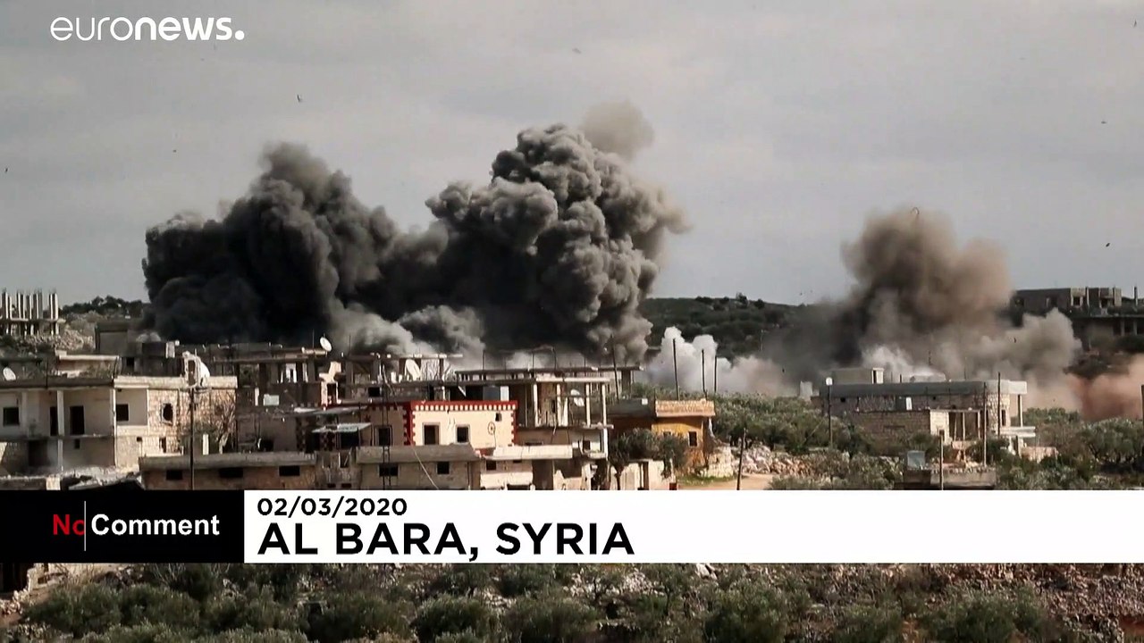 Smoke billows after air strikes hit Syrian towns of Al-Bara and Baylun ...