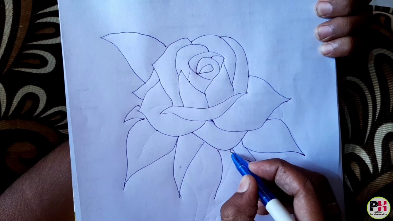 How to draw a rose || gulab phool drawing, gulab phool kaise banate ...