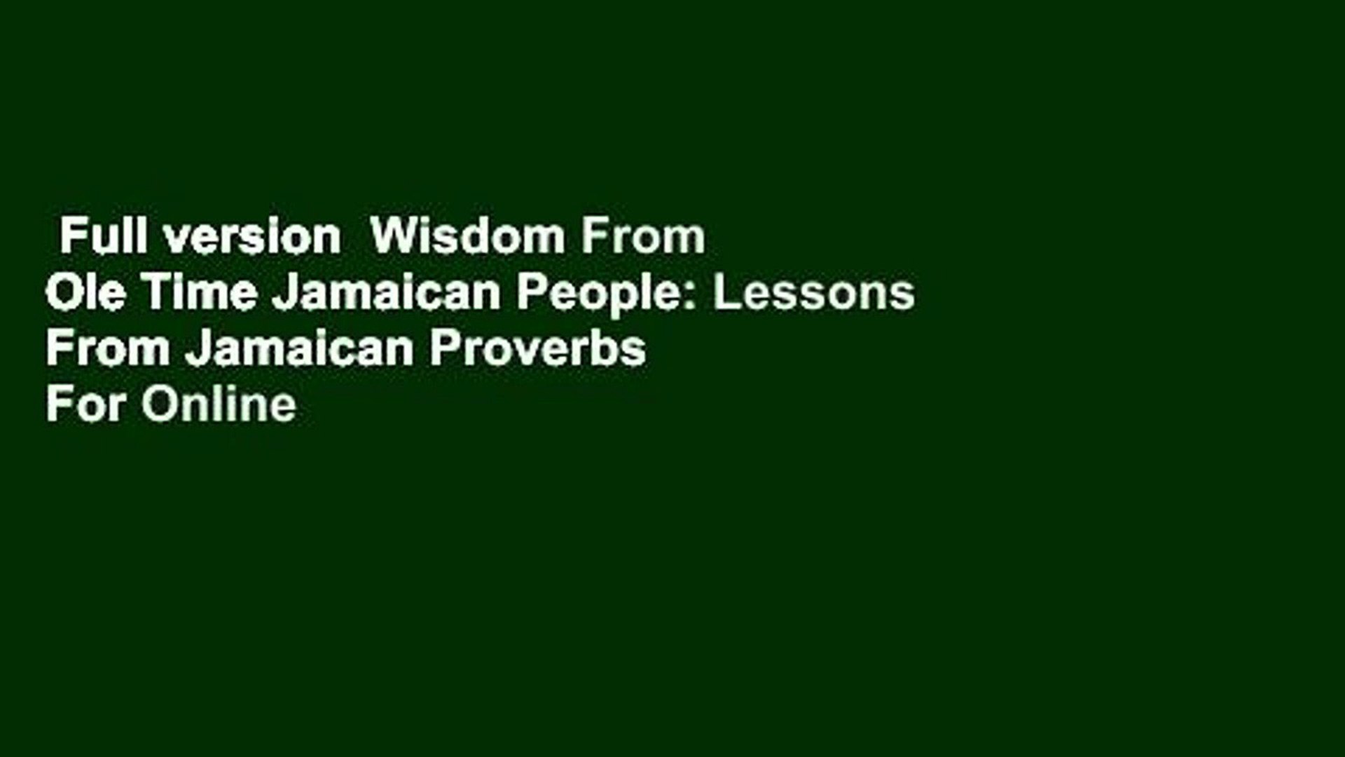 Jamaican Proverbs