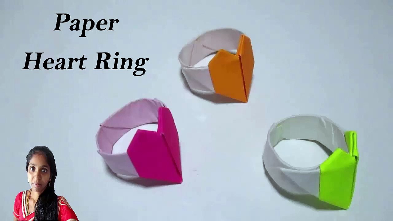  How To Make A Paper Ring Without Glue Origami Heart Ring Easy Craft 